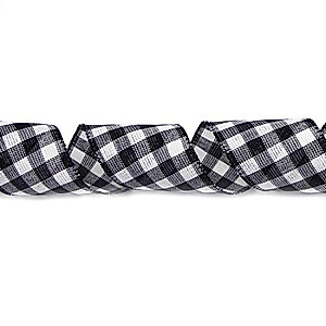 Ribbli Black and White Wired Ribbon, Buffalo Plaid Ribbon 2-1/2 Inch x Continuous 10 Yard,Burlap Ribbon for Big Bow,Wreath,Tree Decoration,Outdoor Decoration