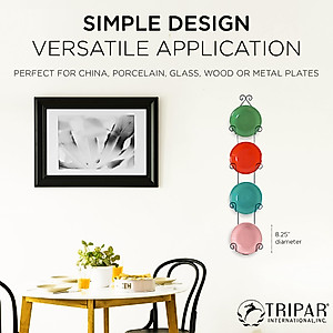 Tripar 4 Tier Vertical Black Plate Rack for Collectible Plates, Plaques, Dishes, & China