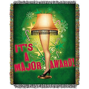 A Christmas Story, "Holiday Leg Lamp" Woven Tapestry Throw Blanket, 48" x 60", Multiny