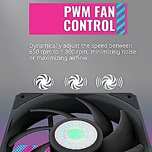 Cooler Master SickleFlow 120 V2 All-Black Square Frame Fan, Air Balance Curve Blade, Sealed Bearing, 120mm PWM Control for Computer Case & Liquid Radiator