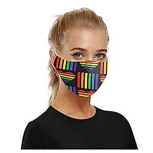 LGBTQ Gay Pride Mouth Face Protective Gear, Adults Rainbow Adjustable Washable Reusable Dustproof Cotton Cloth Covering (5 Colors, 5 Pcs)