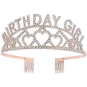 AOPRIE Gold Birthday Crowns for Women Tiaras for Women Crowns for Girls Rhinestone Crystal Decor Headband