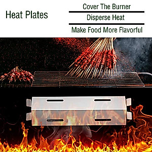 Damile Stainless Steel Grill Heat Plates Heat Shield Burner Cover Flame Tamer, BBQ Gas Grill Replacement Parts for Members Mark GR2039201-MM-00, Bakers and Chefs ST1017-012939, Outdoor Gourmet CG3023E