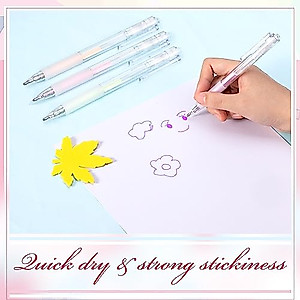Lincia 12 Pcs Ball Point Glue Pen Easy Control Glue Pens for Crafting Liquid Fabric Glue Pen with 12 Refills for Kids Scrapbook Card Making School Supplies DIY Art Drawing, 1 mm Tip, 6 Colors
