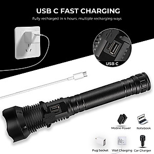 Lylting Rechargeable Flashlights High Lumens, 900,000 Lumens Super Bright Led Flashlight with 5 Modes, Waterproof Flash Light Multifunctional Flashlights for Camping Emergencies