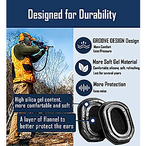 PROHEAR GEP03 Upgraded Gel Ear Pads for Walker's Razor Earmuffs, Comfortable and Soft Replacement Gel Ear Cups with Sealed Bottom Shell