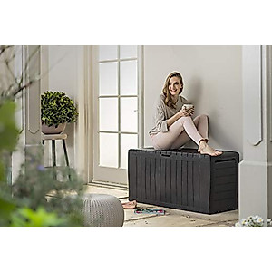 Keter Marvel Plus 71 Gallon Resin Outdoor Box for Patio Furniture Cushion Storage, Brown