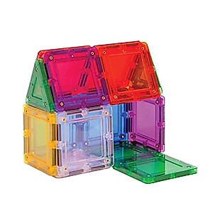 MAGFORMERS Tileblox Basic Rainbow 20 Pieces, Rainbow Colors, Magentic Geometric Shapes Building STEM Toy Set Ages 3+