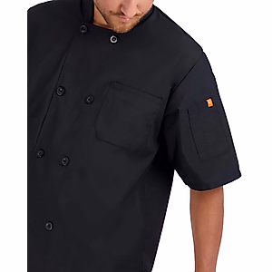 Happy Chef Men's Signature Short Sleeve Lightweight Chef Coat, Black, Large