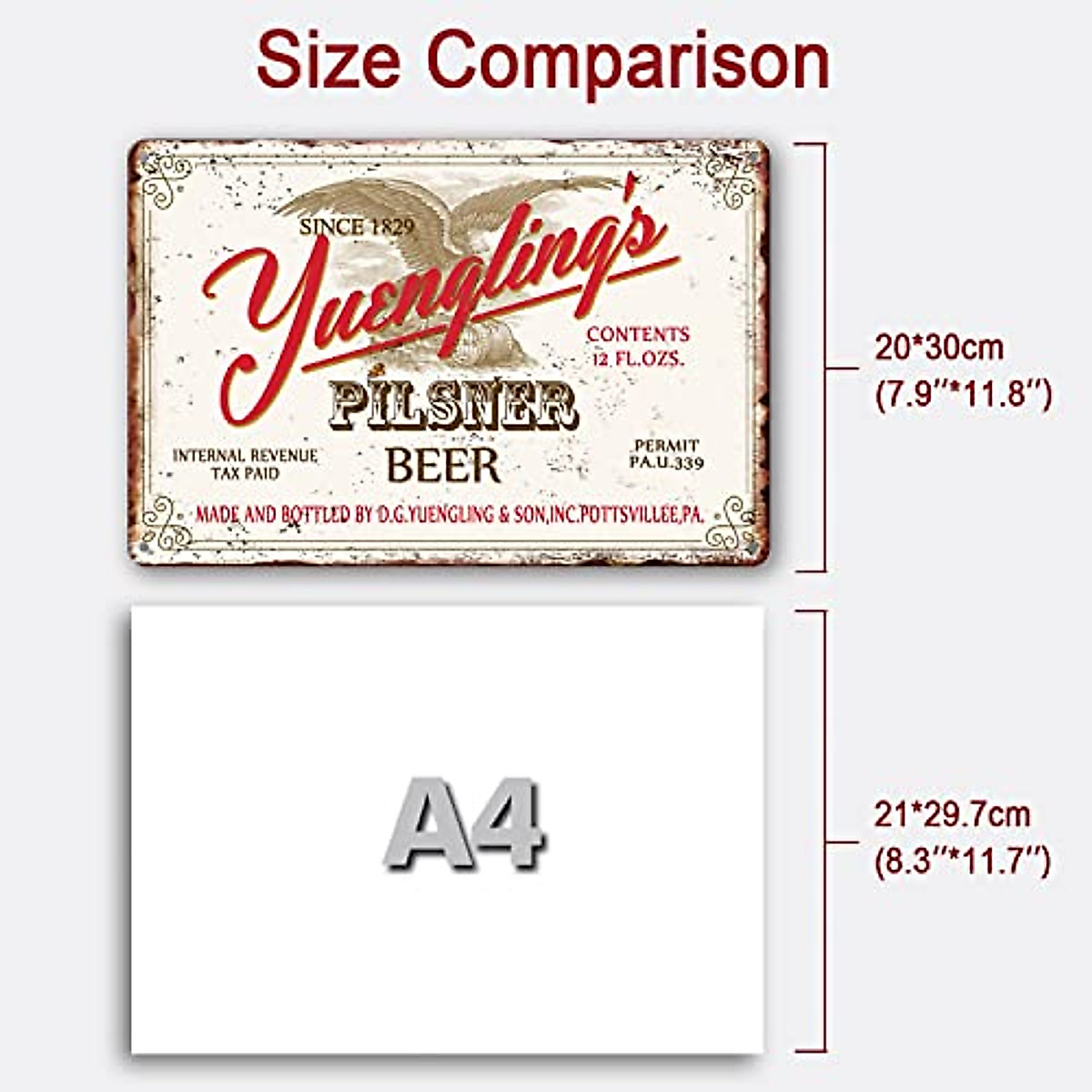 Yuengling's Pilsner Beer Vintage Look Reproduction Metal Tin Sign 8X12 Inches