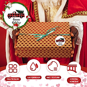 1500 Pieces Holiday Stickers Christmas Envelope Stickers Vintage Season Greetings Stickers Buffalo Check Plaid Pickup Truck with Tree Holiday Stickers for Envelopes Retro Winter Labels
