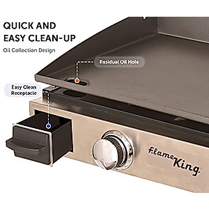 Flame King Flat Top Portable Propane Cast Iron Grill Griddle Tabletop for Outdoor Camping, Tailgating, Outdoor Cooking