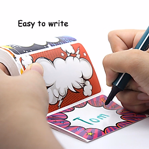 Cute Big Name Tags Stickers Labels Roll 250 Pcs Self Adhesive Personalized Name Tag Label Sticker 6 Different Designs 3.5"X 2.25" (Bubble Cloud)