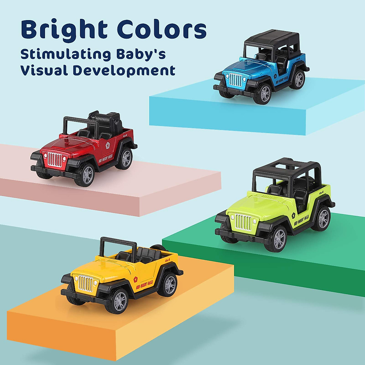 kramow Cars Toys Pull Back Vehicles, Model Vehicles Toy for Baby Toddler Boys Girls, 4 Pieces Pack