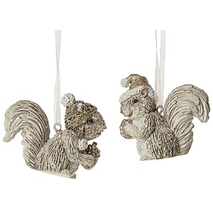 Whimsical Wintry Squirrel Ornaments, Set of 2
