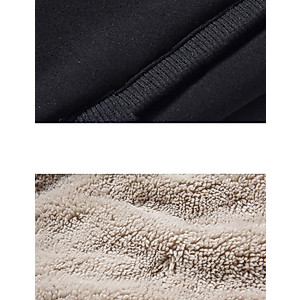 Yeokou Men's Casual Warm Sherpa Lined Elastic Waist Pant Trousers Joggers (Medium, Black-Ribbed Cuff)