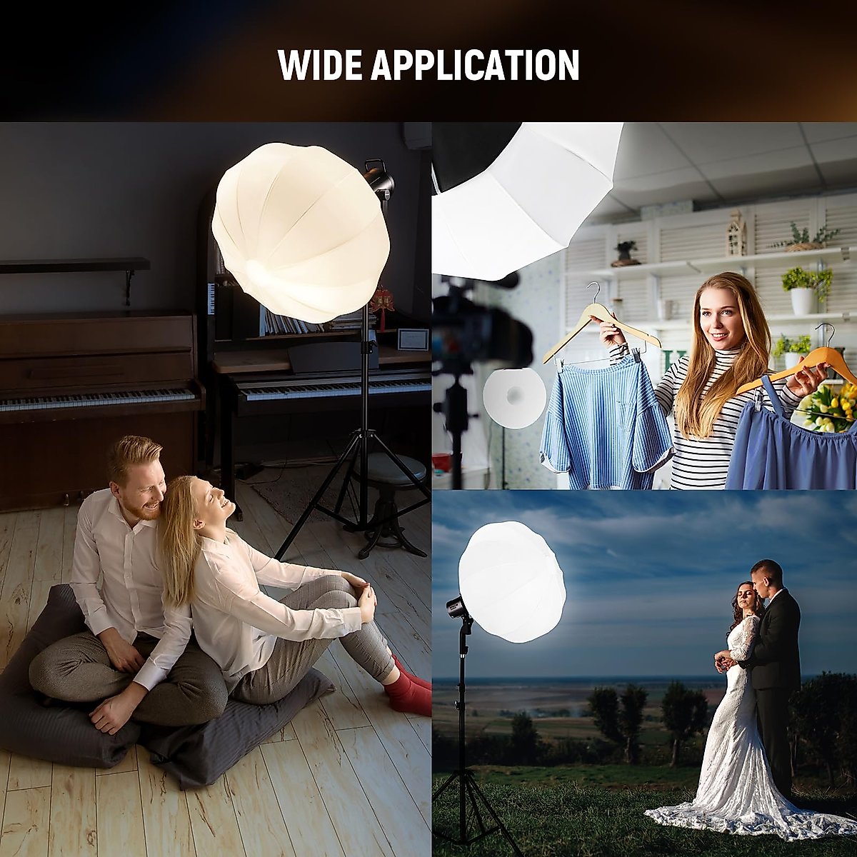 NEEWER 20"/50cm Lantern Softbox, Quick Release 360° Light Diffuser Bowens Mount Softbox with Lightweight Nylon Alloy for RGB CB60 CB60B CB200B MS60B MS60C MS150B Continuous LED Video Lights, NS20L