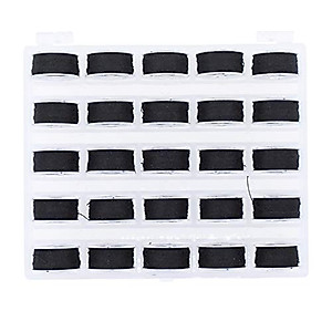 Mandala Crafts Pre-Wound Sewing Thread Bobbin Set for Singer Kenmore Bernina Brother Janome Sewing Machine Black 25 X 88 Yards