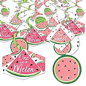 Big Dot of Happiness Sweet Watermelon - Fruit Party Hanging Decor - Party Decoration Swirls - Set of 40