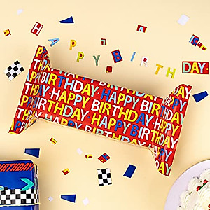 WRAPAHOLIC Birthday Wrapping Paper Roll - Mini Roll - 3 Rolls - 17 Inch X 120 Inch Per Roll - Dinosaurs/Racing Car/Happy Birthday Lettering for Kid's Birthday, Baby Shower