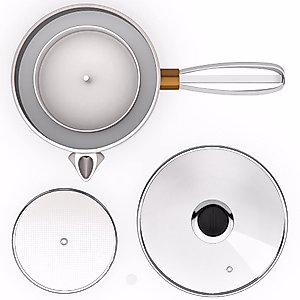 BruChai Brewer - Classic Chai Brewing Pot with Built-In Mesh Strainer - No-Mess Brewing Vessel with Non-Stick Coating - Patented Handy Brew & Pour Steel Teapot with Burn-Proof Handle