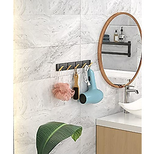 HOMHII Aluminum Folding Coat Hook Wall Mounted 5-Hook,Withstands 50 lbs Coat Hooks for Purse Clothing Entrance Jacket