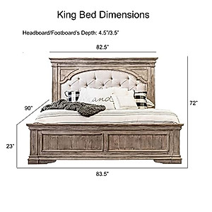 Steve Silver Highland Park Driftwood Gray Wood Upholstered Panel King Bed