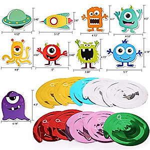 Konsait Monster Bash Birthday Party Decorations, Monster Hanging Swirl Decoration and Happy Birthday Banner for Boys Girls Kids Birthday Party Supplies