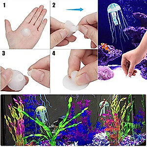 Cayway 6 Pack Aquarium Fish Tank Ornament Glowing Simulation Coral Plant Ornaments Glowing Silicone Aquarium Ornaments Mushroom Lotus for Fish Tank, Aquarium Landscape