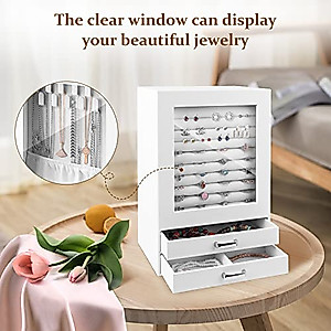 Teamkio Jewelry Box for Women Girls, 5 Trays Elegant Jewelry Organizer Stand , Necklace Holder, Jewelry Holder Display for Necklaces, Earrings, Rings, Bracelets