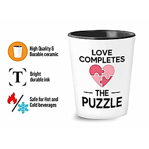 Puzzle Shot Glass 1.5oz - Love completes the puzzle - Brain Game Adult Educational Toy Kids 12 Year Old Boy Crossword Challenge Children