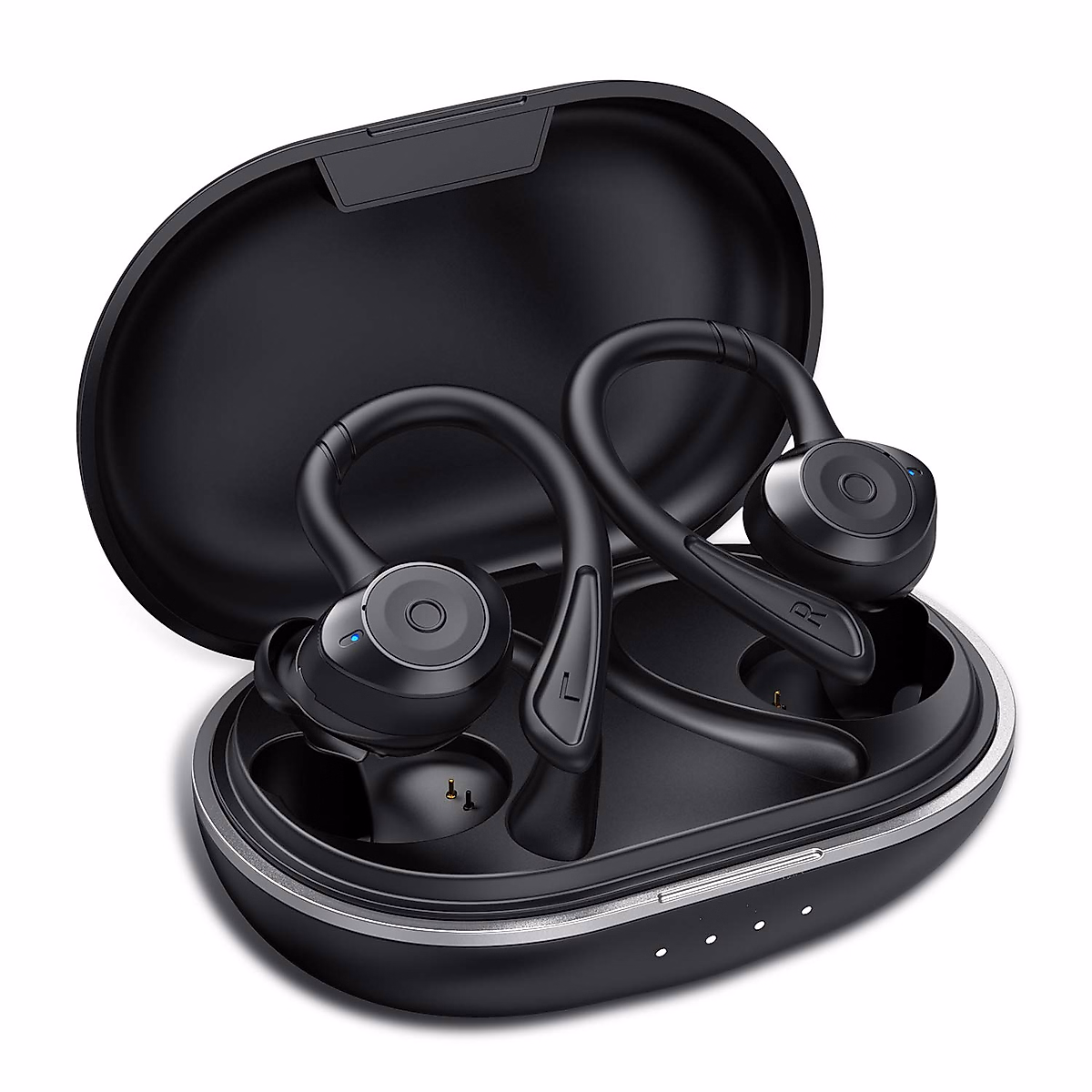 Sports Wireless Earbuds with Charging Case for 36hrs Long Playtime, True Wireless Bluetooth Headphone with Over-Ear Earhooks for Running, Rope Skipping, Yoga, IPX7 Waterproof, Deep Bass Earphone