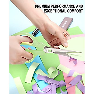 Scissors, All Purpose Thickened Scissor 8.5", Upgrade Stainless Steel Sharper Comfort Grip Scissors for Office School Supplies, Right/Left Handed, 3-Pack…