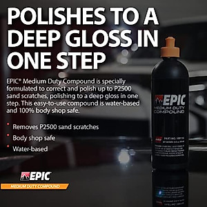 Malco Epic Medium-Duty Compound - Vehicle Paint Correcting and Polishing Compound/Removes Up to P2500 Sand Scratches/Polishes to Deep Showroom Gloss / 32 Oz. (109132)