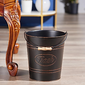 Pack 2, Rustic Farmhouse Bathroom Trash Can, Modern Country Style Galvanized Farm Metal Kitchen Trash Bucket, Large Vintage Waste Basket, Industrial Chic Bucket Garbage Can Bin, Western Garbage Pail