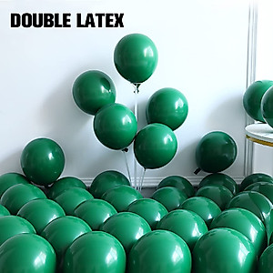 128Pcs Jungle Sarfari Balloon Garland Arch Kit, Double Stuffed Emerald Green Matellic Gold White Balloons with Artificial Palm Leaves for Wild One Animal Party Decorations Kids Birthday Baby Shower