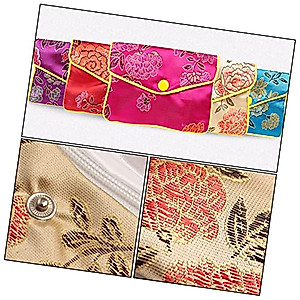 CUBTOL 15pcs New Cloth Brocade Cosmetic Storage Antique Earings Multiple Lipstick Pouches Colors Card Supplies Wedding Purses Jewellery Embroidery Organiser Purse Necklace Delicate