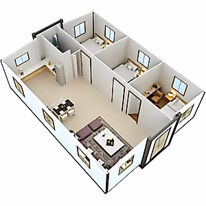 40FT Tiny Homes to Live in for Adults Customizable 1 2 3 4 5 6 Rooms,Kitchen and Bathroom，Portable prefabricated Tiny Home Garden Houses Suitable for Large Families and Commercial Offices