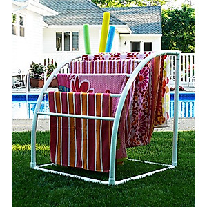 TowelMaid Original Curved 7 Bar Freestanding Outdoor Poolside Towel Rack Made in USA