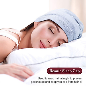 SATINIOR 6 Pieces Satin Lined Sleep Slouchy Cap, Hair Cap for Sleeping, Girl Headwear for Frizzy Curly Hair Women (Black, Red, Light Gray, Blue, Yellow, Pink)