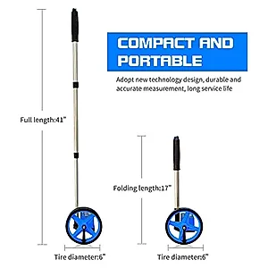Zozen Measuring wheel, 6Inch Measure Wheel, Distance measuring wheel in feet, Rolling Measurement Wheel, Collapsible with Carrying Bag, [Up To 10,000Ft].