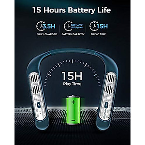 Bluenin Portable Wearable Neckband Bluetooth Speakers, Wireless Collar Speaker CVC 8.0 Noise Cancelling 3D Sound Personal Sport Speaker with Mic(Navy Blue)