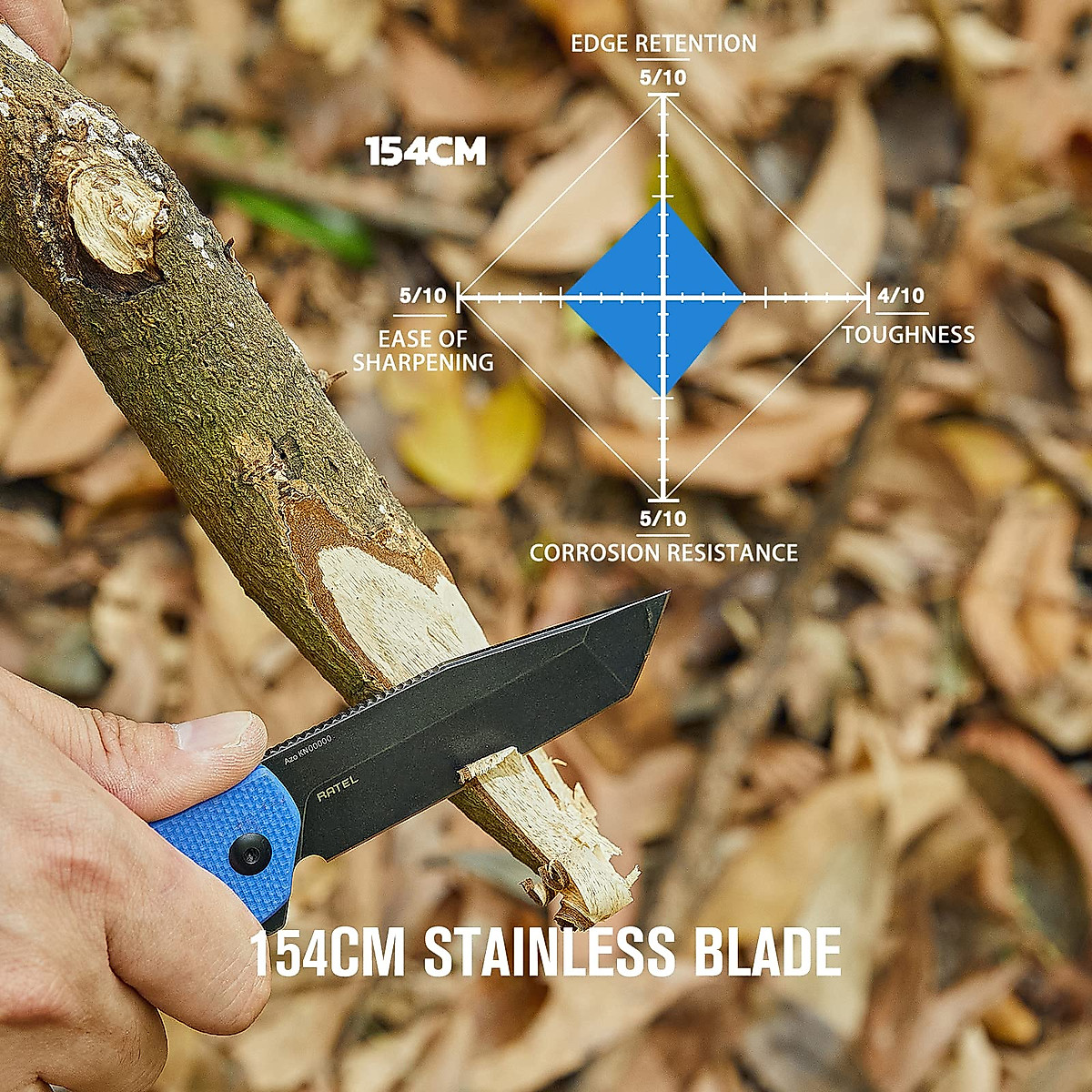 OKNIFE Ratel Folding Pocket Knife, EDC Knife with 154CM Stainless Steel 3.2" Tanto Blade and G10 Handle, Flipper Tab and Liner Lock, Carry Pocket Clip, for Outdoor, Camping, Survival