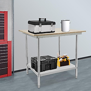 Adjustable Workbench, 35.43×29.92 Inch Kitchen Preparation Table Garage Workbench, Kitchen Tool Table with Storage Space, for Home and Commercial