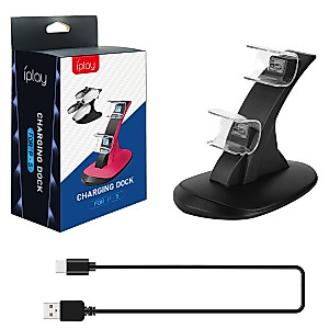 PS5 Controller Charger Station Dual Controller Charging Stand for Playstation 5, IC Protection, Fast Charging Docking Station with Type-C Charging Cable