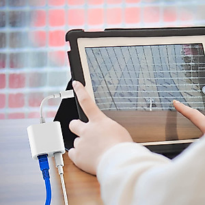 Lightning to Ethernet Adapter, [Apple MFi Certified] 2 in 1RJ45 Ethernet LAN Network Adapter for iPhone/iPad/iPod, Supports 100Mbps Ethernet Network with Charge Port, Plug and Play, Support All iOS