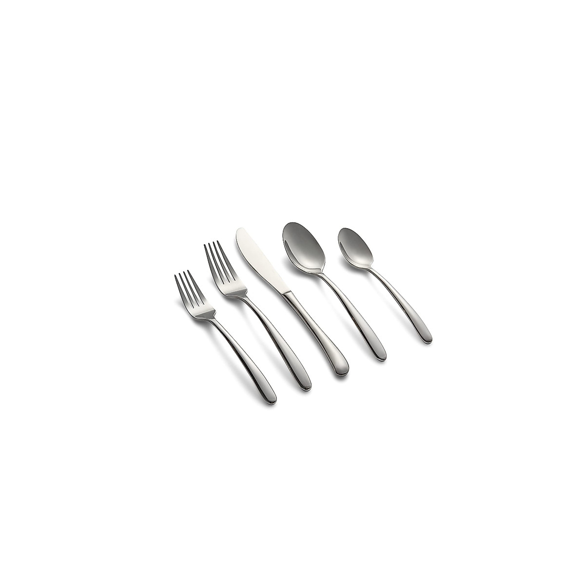 Cambridge Silversmiths Jude Mirror 45 Piece Flatware Set, Service for Eight, silver
