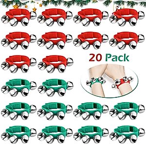 20PCS Christmas Wrist Band Jingle Bells, Musical Instruments for Christmas Party Favors (silver)