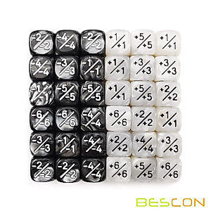 36pcs 12mm Positive and Negative Dice Counters Set, Small Token Dice Loyalty Dice Compatible with MTG, CCG, Card Games