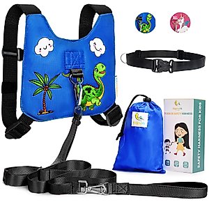 HappyVk Toddler Leash - Baby Leash and Belt for Parents -Dinosaur- Baby Harness for 1-4 Years Old Boys
